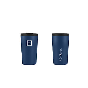 IRON °FLASK Classic Tumbler 2.0-2 Lids (Straw/Flip), Vacuum Insulated Stainless Steel Water Bottle, Double Walled, Drinking cup, Thermo Travel Mug - Twilight Blue, 16 Oz