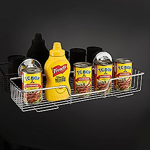 ARCCI Powerful Suction Cup Shower Caddy, Bath Shelf Storage Combo Organizer Basket for Bathroom & Kitchen, Rustproof Stainless Steel