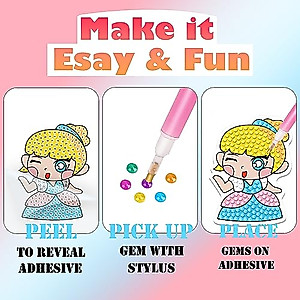 5D Diamond Painting Kits for Kids- Gem Paint by Numbers Diamonds Arts and Crafts for Boys and Girls Ages 6 7 8 Birthday Gifts for Girl 6-8 8-12 Year Old Art Craft Kits Stickers Dots Gift（princess）