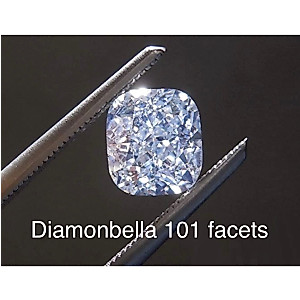 Diamonbella Supreme 101 Facets 2 Carat Rectangular Cushion Cut NSCD Simulated Diamond Ring Band Set Solid 925 Silver Halo Design (6.5)