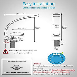Wovier Brushed Nickel Bathroom Sink Faucet,Unique Design Single Handle Single Hole Brass Lavatory Vanity Faucet,Basin Mixer Tap with Supply Hose