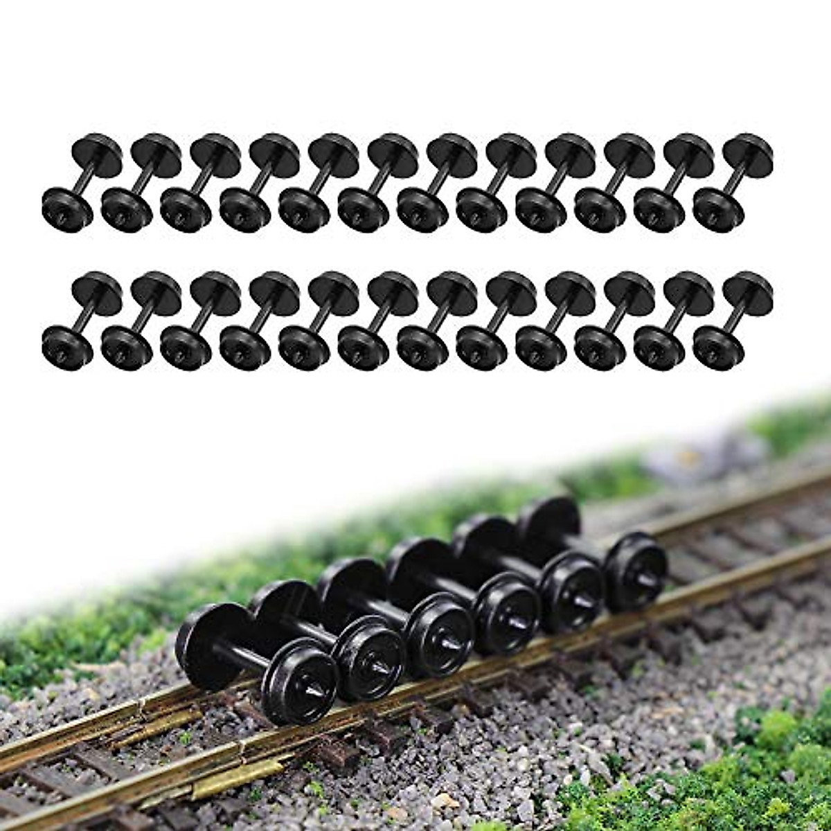 24pcs POM Plastic 33'' Wheels for Model Train 1:160 N Scale Wheel HP28 (N Scale)