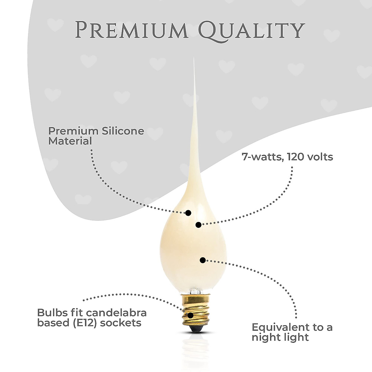 LightLady Studio, Silicone Decorative Light Bulb, Gold Orange, 12 Pk, 7 Watts, Low Watt Candelabra Light Bulbs, Amber Silicone Light Bulbs, Dipped, Night Light Bulb