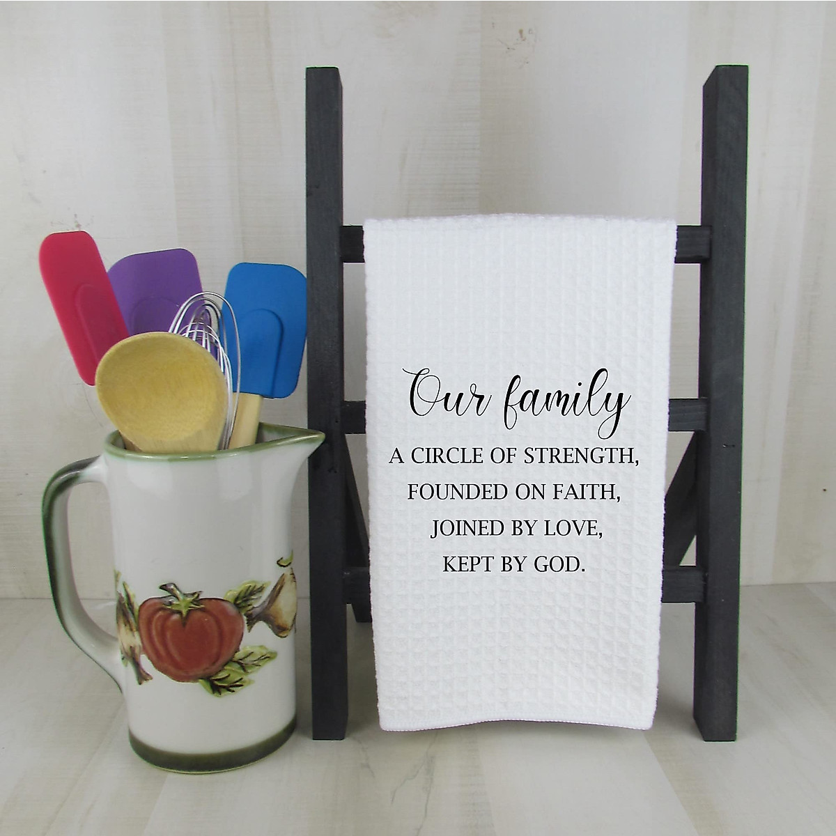 Coffee Bar Towel, Dish Towel, Kitchen Towel, Housewarming Gift, Easter Gift, Gift for Mom, Hand Towel, Coffee Decor Gift, Friend Gift, Our Family A Circle of Strength