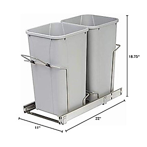 Knape & Vogt Platinum 11 in. x 22 in. x 18.75 in. 27 Qt. in-Cabinet Double Soft-Close Bottom-Mount Pull-Out Trash Can