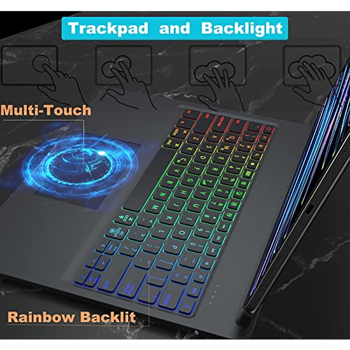 Kolude iPad Pro 12.9 Case with Keyboard for iPad Pro 12.9 inch (2022 6th, 2021 5th, 4th and 3rd Generation) Magnetic Keyboard Multi-Touch Trackpad 360° Rotatable Black Color