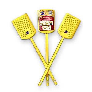 Swat-N-Scoop, Heavy Duty Fly Swatter and Spider Catcher and Release. Insect Fly Catchers for Inside Home. House Fly Swatter or Humane Bug Catcher with Built in Insect Scoop. (3pk, Yellow)