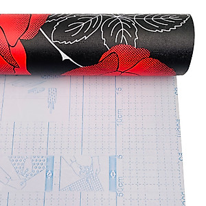 Yifasy Red Rose Shelf Liner Self-Adhesive Floral Drawer Paper Protect Furniture Wall Surface Decor Girls Makeup Box Wallpaper Roll 118x17.7 Inch