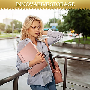 Darolin [Zippered] Portfolio Padfolio Organizer Binder with Clipboard, Leather Business Interview Resume Document Holder Folder Planner Organizer for Office Conference Notepad Bag for Women - RoseGold