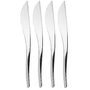 nambe - Flatware Collection - Anna Steak Knives - Set of 4 - Made with Stainless Steel - Sharp Knives Set - Dinner Knifes - Sturdy And Easy To Clean - Dishwasher Safe - Designed by Lou Henry