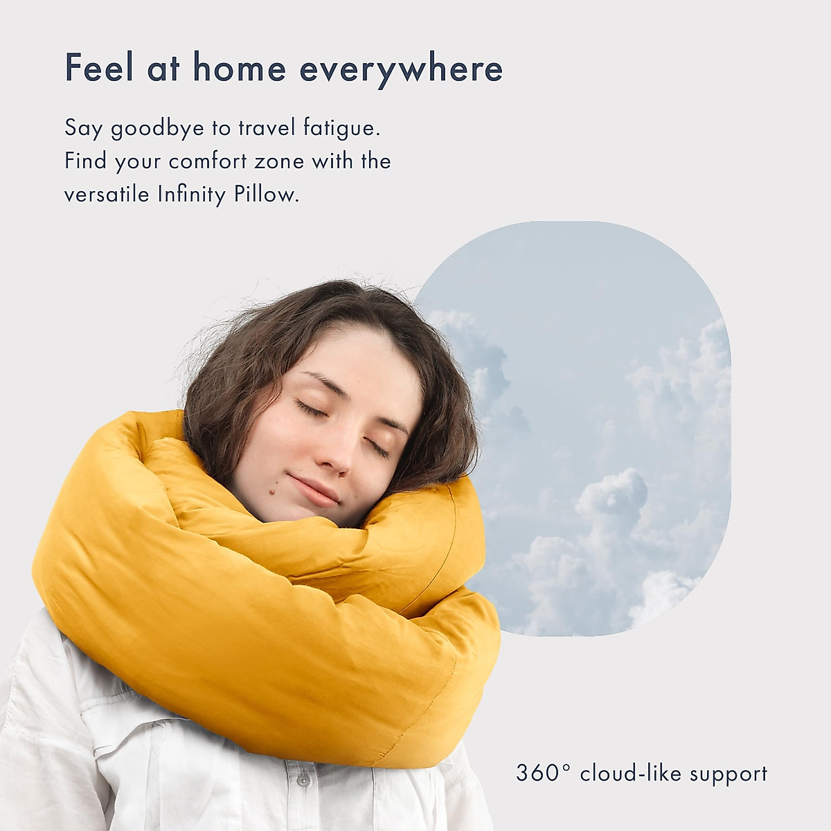 Huzi Infinity Pillow - Travel Neck Pillow - Versatile Soft 360 Support Scarf - Machine Washable - Home Travel Flight Road Trips (Ochre Yellow)
