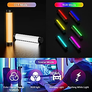 LUXCEO Handheld Light Wand, Multicolor RGB LED Video Light for Photography, 2000mAh Rechargeable Mini Light Stick for Video Shooting Professional Tube Lights with Magnetic for YouTube, TikTok(Black)