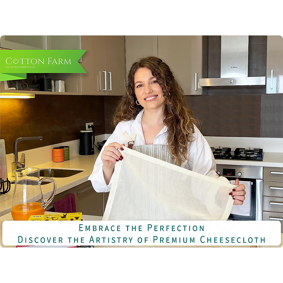 Cotton Farm Hemmed Cheese Cloths, Grade 100, 20x20 inch, Precut, Ready to Use, Muslin Cheesecloth for Straining and Cooking, 100% Unbleached Cotton, Ultra Fine and Dense, Reusable, Washable