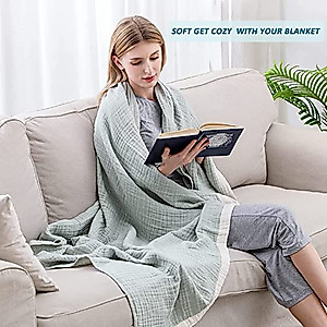 Cotton Baby Blankets Unisex Newborn 6-Layer, Super Soft Comfy Muslin Blankets, for Toddler Swaddle Nursery Bed Blanket Stroller Crib Shower Gifts 30 x 40 Inch,Sage Green
