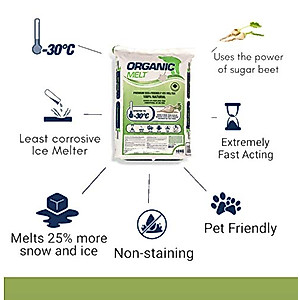 Eco Solutions Organic Melt Premium Granular Ice & Snow Melt - Pet Friendly, Plant and Concrete Safe Beet Deicer - 10kg Bag (22 lbs) (1)