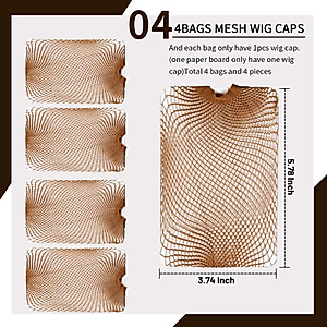 FANDAMEI Mesh Wig Caps Net, 4PCS Wig Caps Mesh Net Open End, Dark Brown Wig Cap for women, Nylon Mesh Wig Caps Net, Strength Wig Cap Dark Brown