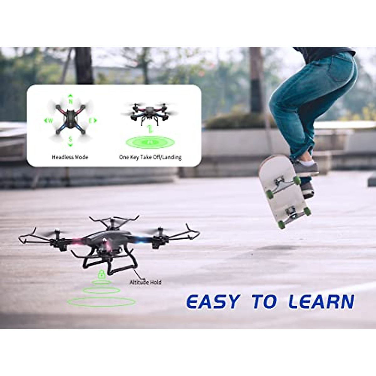 UranHub Drone with Camera for Beginners, 2K HD Camera FPV Drone for Adults with Altitude Hold, Headless Mode, Gesture Control, Voice Control and Trajectory Flight