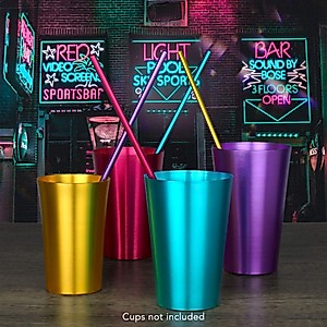 12 Pcs Reusable Metal Straws, Drinking Straws, Aluminum Straws, Smoothies Straws, Rainbow Colorful Straws for Party, Included Cleaning Brushes