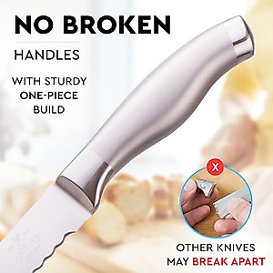 Zulay Kitchen Serrated Bread Knife - Ultra Sharp Stainless Steel Bread Knife for Homemade Bread, Cakes & Bagels - Razor Sharp Wavy Edge Bread Cutter & Slicer - 8-Inch Blade with 5-Inch Handle
