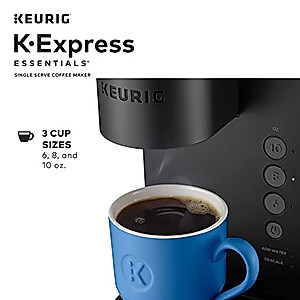 Keurig K-Express Essentials Black, Single Serve K-Cup Pod Coffee Maker - 3 Cup Sizes 6, 8, & 10oz, 36 OZ Removable Reservoir