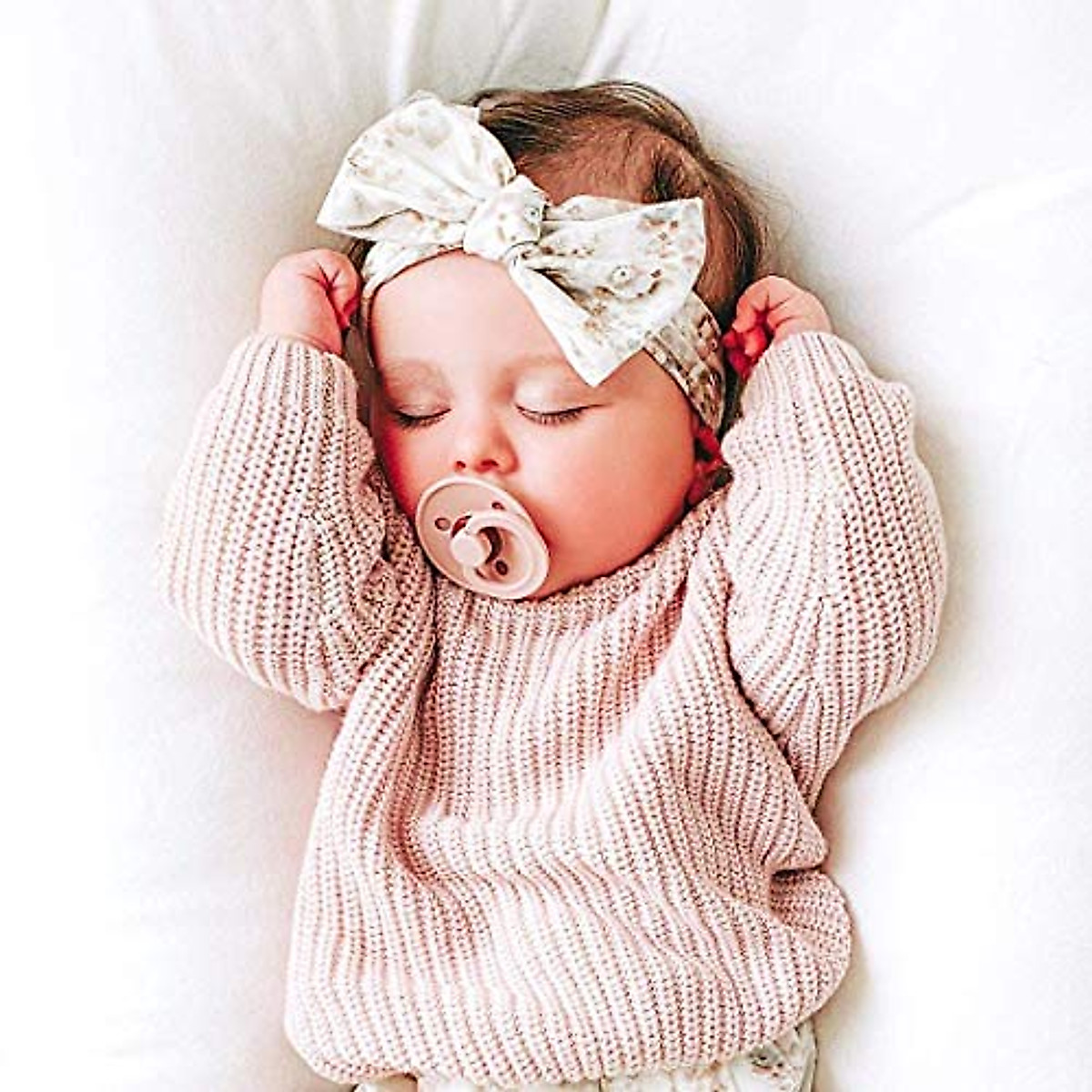 HEZIOWYUN Newborn Baby Girls Boys Knit Sweater Long Sleeve Knitted Sweaters Fall Winter Warm Crewneck Pullover for Toddler Clothes (Pale Pink, 6-12 Months)