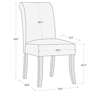 Watson & Whitely Upholstered Kitchen & Dining Room Chairs with High Back, Faux Leather Dining Chairs with Solid Wood Legs, Set of 2, Light Grey