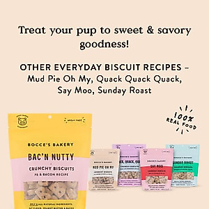 Bocce's Bakery Oven Baked Bac'N Nutty Treats for Dogs, Everyday Wheat-Free Dog Treats, Made with Real Ingredients, Baked in The USA, All-Natural PB & Bacon Biscuits, 5 oz