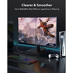 Stouchi 8K HDMI Cables 2-Pack 6FT, (Certified) 48Gbps Ultra High Speed HDMI® 2.1 Cord, 10K 8K@60Hz 4K@120Hz 144Hz, HDCP 2.2&2.3 SBTM Dynamic HDR eARC Compatible with Apple TV 4K/Roku TV/PS5/Blu-ray