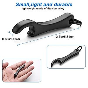 Bottle Opener Keychain,FEGVE Titanium Keychain Bottle Opener with Titanium Key Ring, Mini beer Soda Can Opener Keychain, Easy to Carry(Black-2pcs)