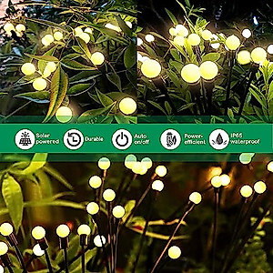 Firefly Solar Garden Lights Outdoor: 4 Pack Solar Firefly Lights Waterproof Lights, 8LED Vibrant Firefly Starburst Swaying Lights,Solar Powered Firefly Lights Applicable to Decoration Planter Outdoor