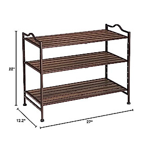 SONGMICS Entryway Shoe Storage Organizer with Metal Frame, 3-tier, Bronze