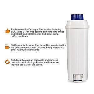 Ouxunus Coffee Machine Filters Replacement for DeLonghi Filter DLSC002, Water Filter Cartridges Activated Carbon Softener, Compatible with ECAM, ESAM, ETAM, BCO, EC. (Pack of 4)