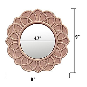 Stonebriar Decorative 9" Dusty Rose Pink Round Floral Ceramic Accent Wall Mirror