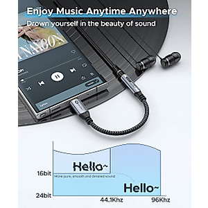 Warrky USB C to 3.5mm Audio Headphone Adapter【Flawless 24bit Hi-Res Sound Quality】 Type-C to Headphone Jack Compatible with Samsung Galaxy S22/S21/S20 Plus, Pixel 6/5/4, iPad Pro, Motorola, OnePlus