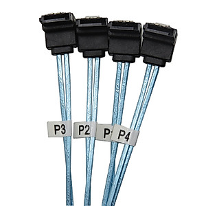 CableDeconn 18' Mini SAS 36P SFF-8087 To 4 SATA 7Pin 90 Degrees Target Hard Disk Data Cable 0.5M (H0304)