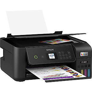 Epson EcoTank ET-2800 All-in-One Wireless Inkjet Color Printer, Print&Copy&Scan, 1200x2400 dpi, 1.44" Color LCD Display, Cartridge-Free, Photo Printing, Wi-Fi, Black, with Lanbertent Printer Cable