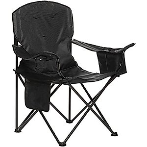 Amazon Basics XL Folding Padded Outdoor Camping Chair with Carrying Bag - 38 x 24 x 36 Inches, Black