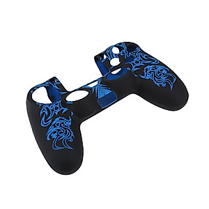 DJDK Case for ps4 Controller,Soft Silicone Case Skin Grip Shell Cover for Playstation 4 PS4 Controller(Black&Blue)