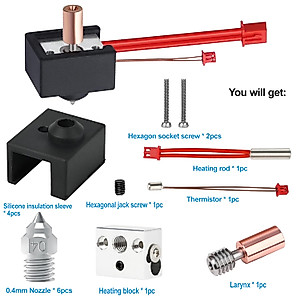 Sprite Extruder Upgrade Heater Block Kit for Creality, Ender 3 S1 Pro Hotend with 5 Copper Plated Nozzles and 4 Silicone Socks, Fit for Ender 3 S1, Ender 3 S1 Pro, CR10 Smart Pro