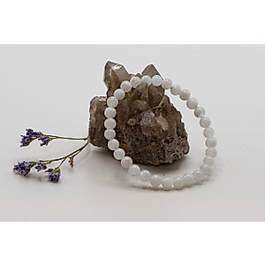 LTC Designs Shiny 6mm Round Moonstone Stackable Stretch Bracelet, 7" for Men, Women,and Teens.