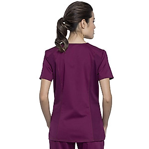 Cherokee Women Scrubs Top Workwear Revolution Round Neck Plus Size WW602, 5XL, Black