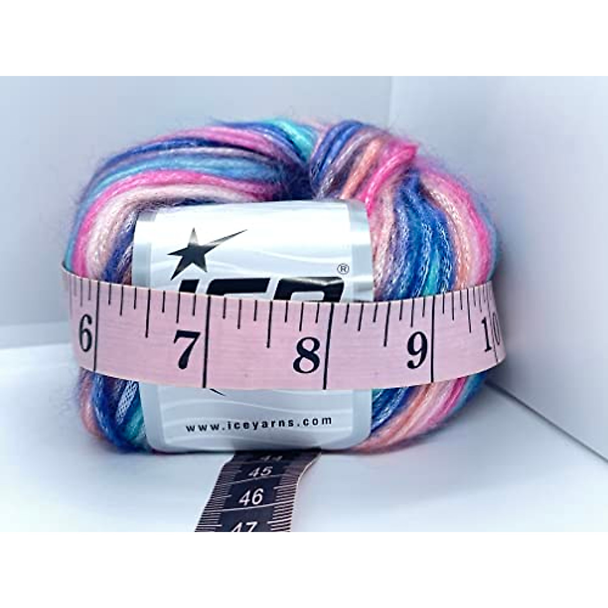 Pool Party - Aqua Blue, Peach, Pink + Picasso Yarn - Fuzzy with Subtle Sheen Yarn, Polyester, Acrylic Blend 50 Gram (1.75 Ounces) 125 Yards
