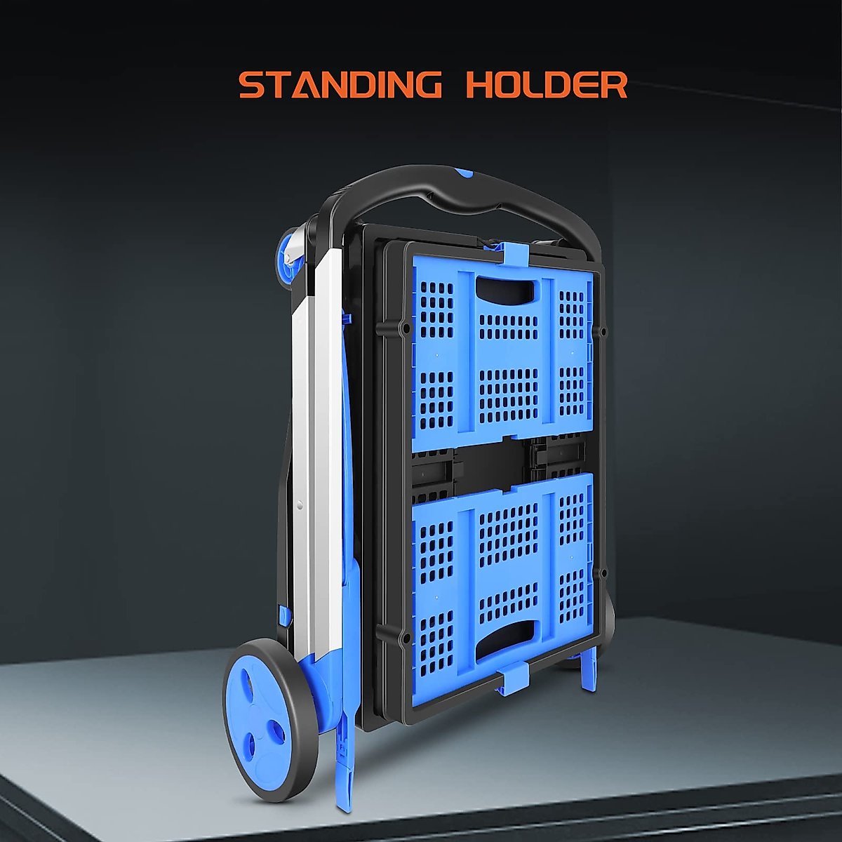 Functional Collapsible Utility Cart,Collapsible Shopping carts with Storage Crate Adjustable Shopping Cart Mobile Folding Trolley Lightweight, High-Capacity Storage Cart