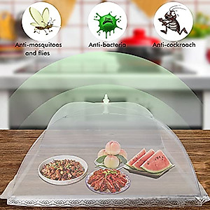 Food Covers for Outside - 2 Large (28"X20") & 4 Standard (18"X18") Mesh Food Tent - Reusable Collapsible - Large Tall Pop-Up Picnic Table Covers For Outdoors Indoors Party Plants