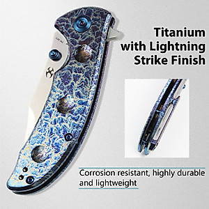 KANSEPT Rei Pocket Folding Knives for Men EDC Pocket Knife 3.3'' Satin CPM 20CV Blade Excellent Folding Knife with Titanium Lightning Strike Finish Handle EDC K1061A4