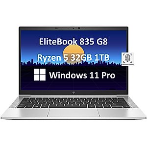 HP 2024 EliteBook 835 G8 Business Laptop (13.3" FHD, AMD Ryzen 5 PRO 5650U, 32GB RAM, 1TB SSD, (Beat i5-1145G7)), 2.8lbs, 14-hr Long Battey Life, Fingerprint, Webcam, 3-Yr Warranty, Win 11 Pro, Silver