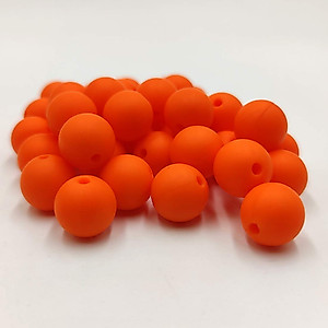 50pcs Orange Peel Color Silicone Round Beads Sensory 15mm Silicone Pearl Bead Bulk Mom Necklace DIY Jewelry Making DecorationQ