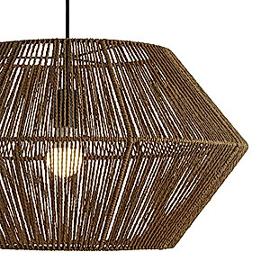 Amazon Brand – Rivet Rustic Natural Material Construction Pendant Light with Bulb, 60"H, Brown