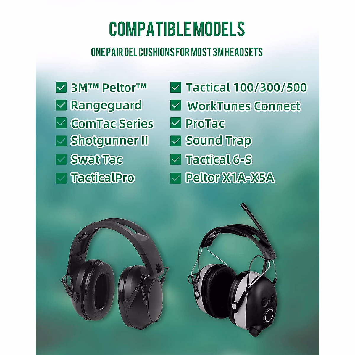 Replacement Gel Ear Pads Compatible with Peltor Tactical 100 300 500 Rangeguard, 3M WorkTunes Series Headsets Silicone Hearing Protector Hygiene Kit Hocazor G-1003