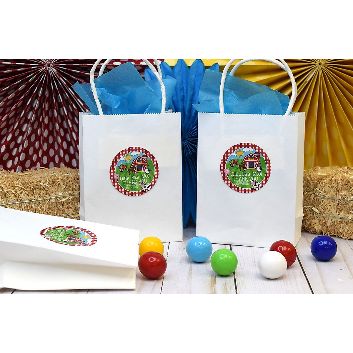 Barnyard Bash Birthday Party Sticker Labels, 40 2" Party Circle Stickers by AmandaCreation, Great for Party Favors, Envelope Seals & Goodie Bags